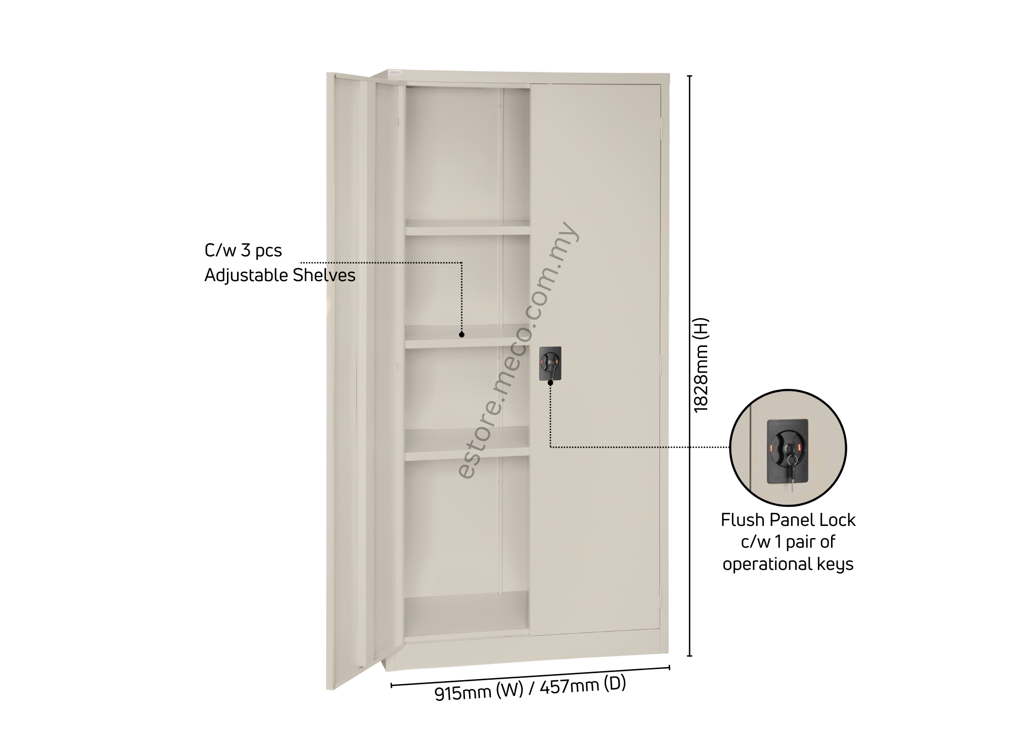 AO-A-FHSW Full Height Cupboard With Steel Swing Door